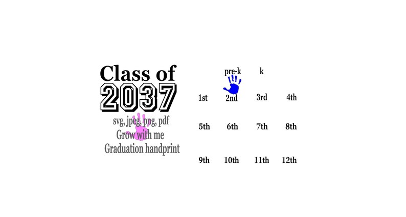 Class of 2037 Grow With Me Svg, Class of 2037 Handprint Svg Jpeg Png ...