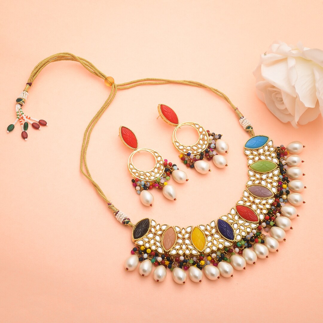 Buy Heavy Kundan Sets Gold Plated /kundan Choker Set/multi Colored ...
