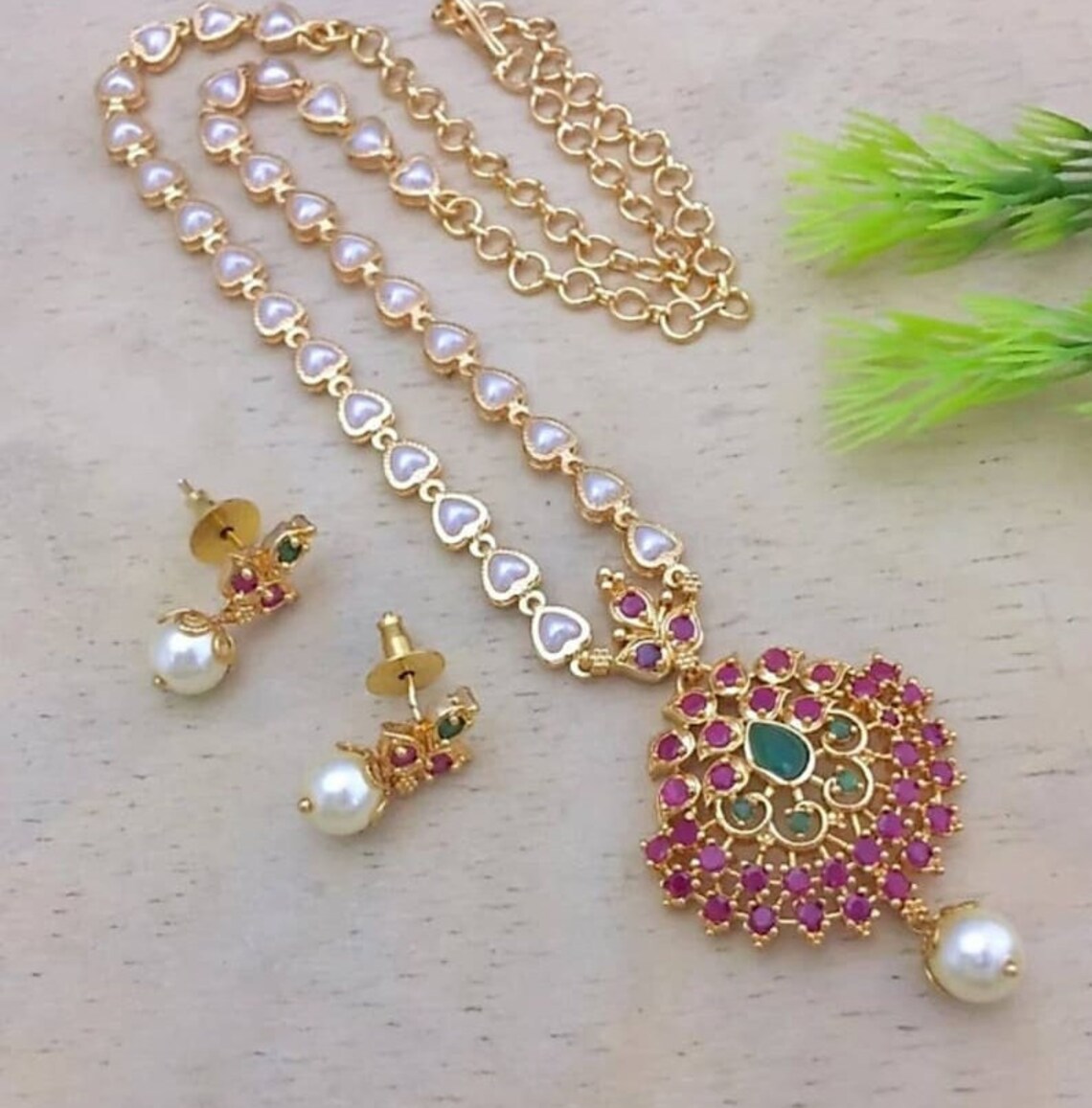 Buy Pearl Ethnic Indian Traditional Gold Plated Party Wear Sterling ...