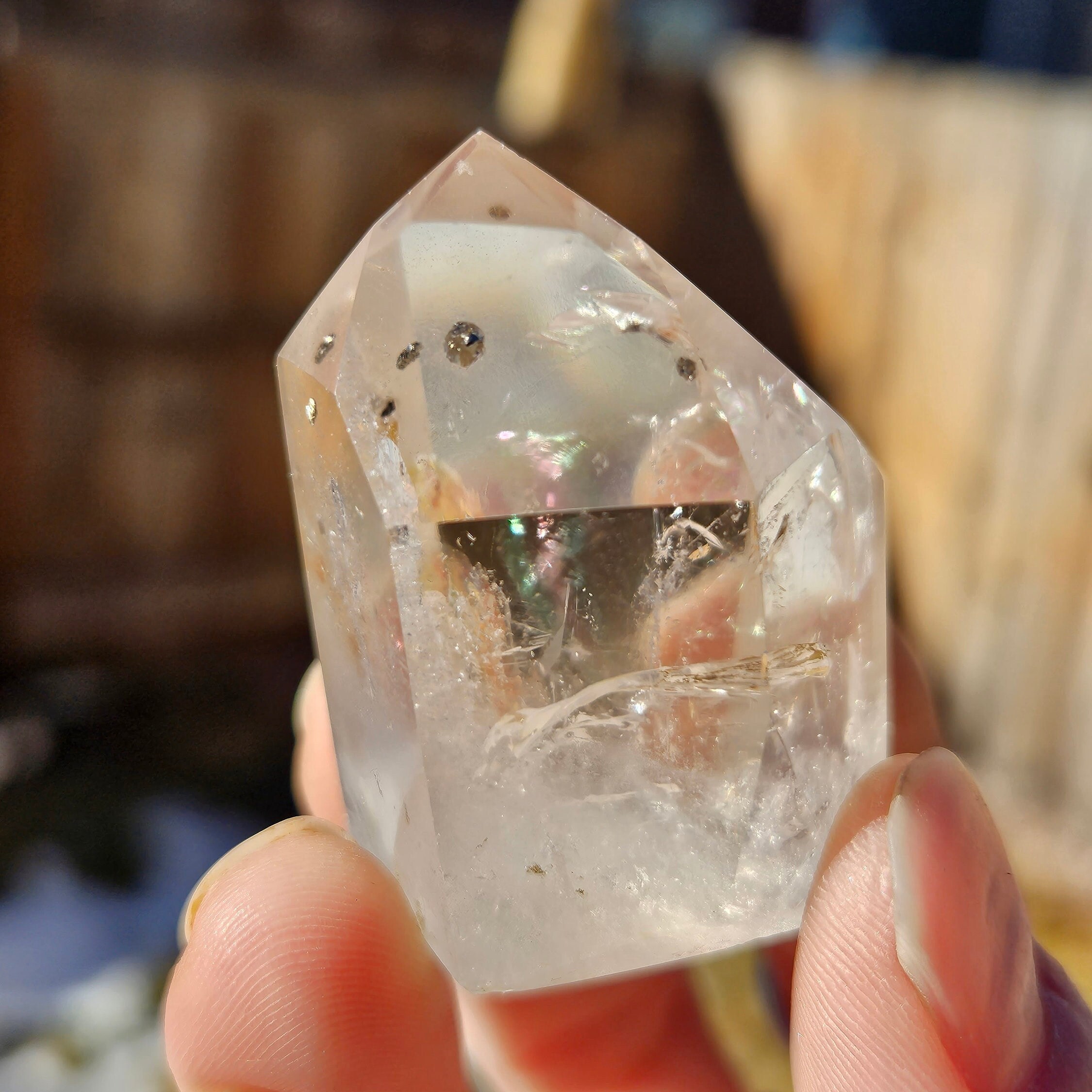 Rare and Unique Mini Quartz Tower With Pyrite Orbs (44 grams)