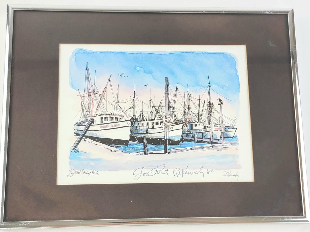 Robert Kennedy Signed Watercolor Print Framed 12X9 ~ 'key West Shrimp ...