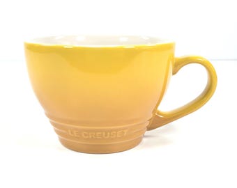 Le Creuset Stoneware Large Cappuccino Cups / Coffee Mugs Color RHONE ...