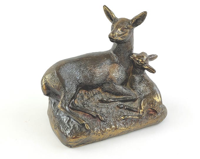 Henry Van Wolf Doe & Fawn Deer Sculpture Bronze / Copper - Etsy