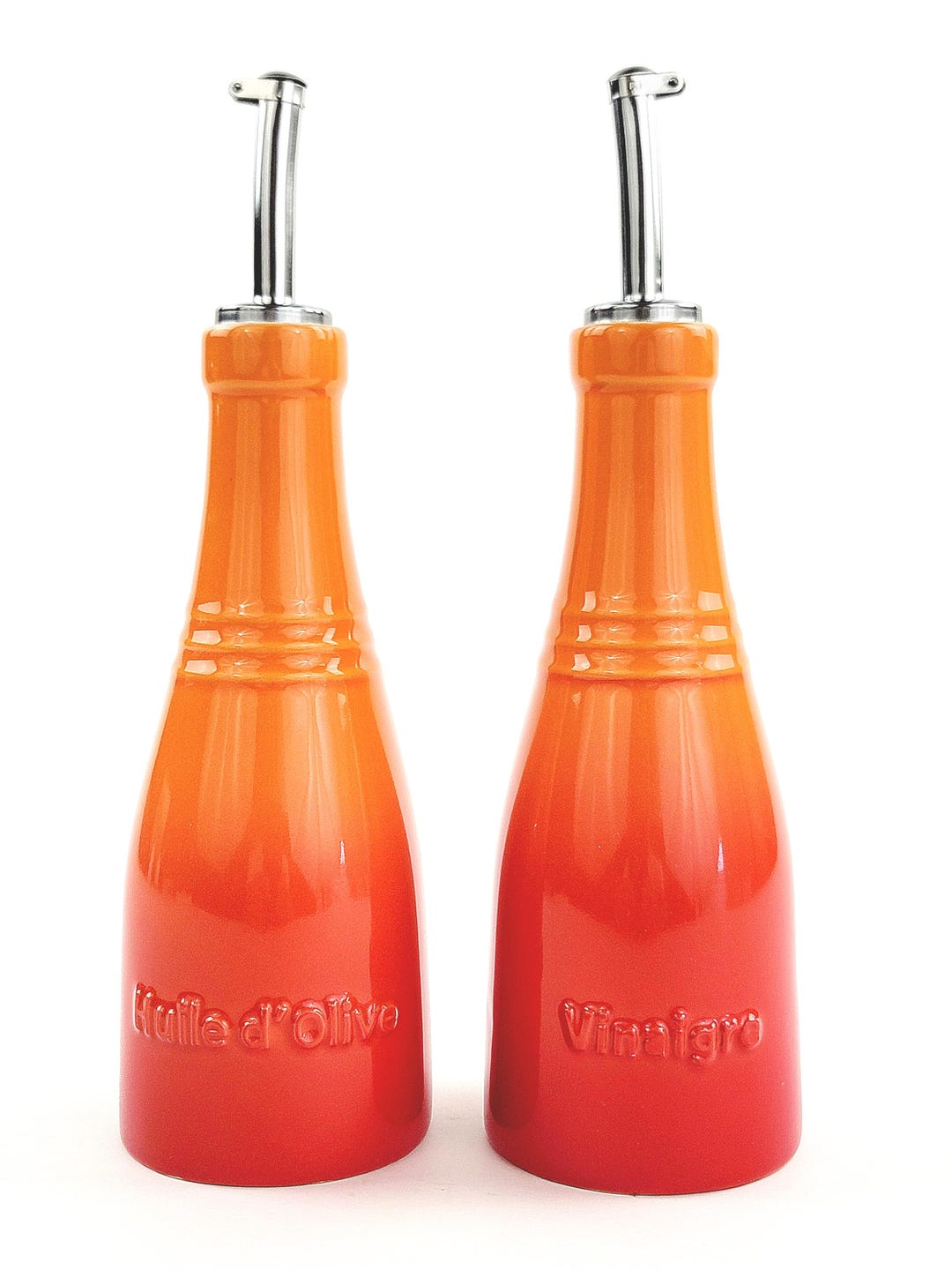 Le Creuset Stoneware Oil & Vinegar Cruet Set NIB Color ~ FLAME - Etsy