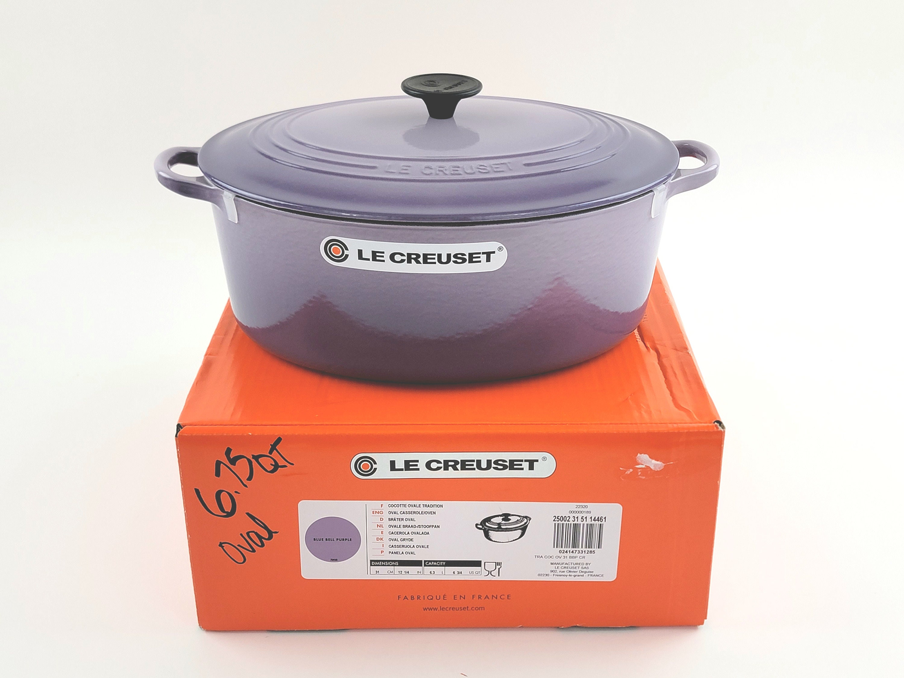 Le Creuset 6.75 Qt Cast Iron Oval Dutch Oven Color Provence / Blue Bell ...