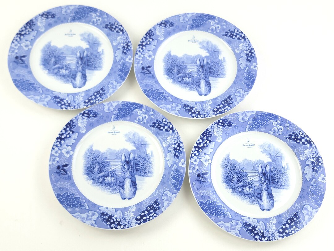 Beatrix Potter Peter Rabbit by Zrike Brands Blue & White 10-1/2" Dinner ...