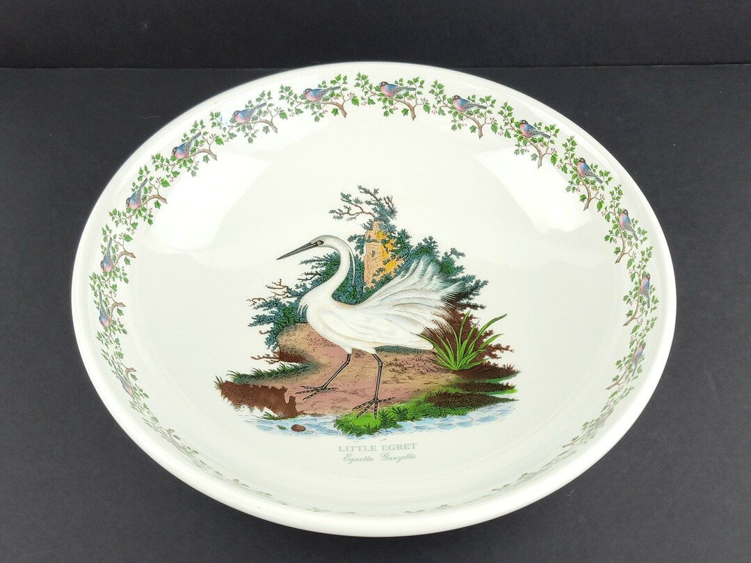 Portmeirion Birds of Britain 13" Large Fruit Bowl ~ 'LITTLE EGRET' by ...