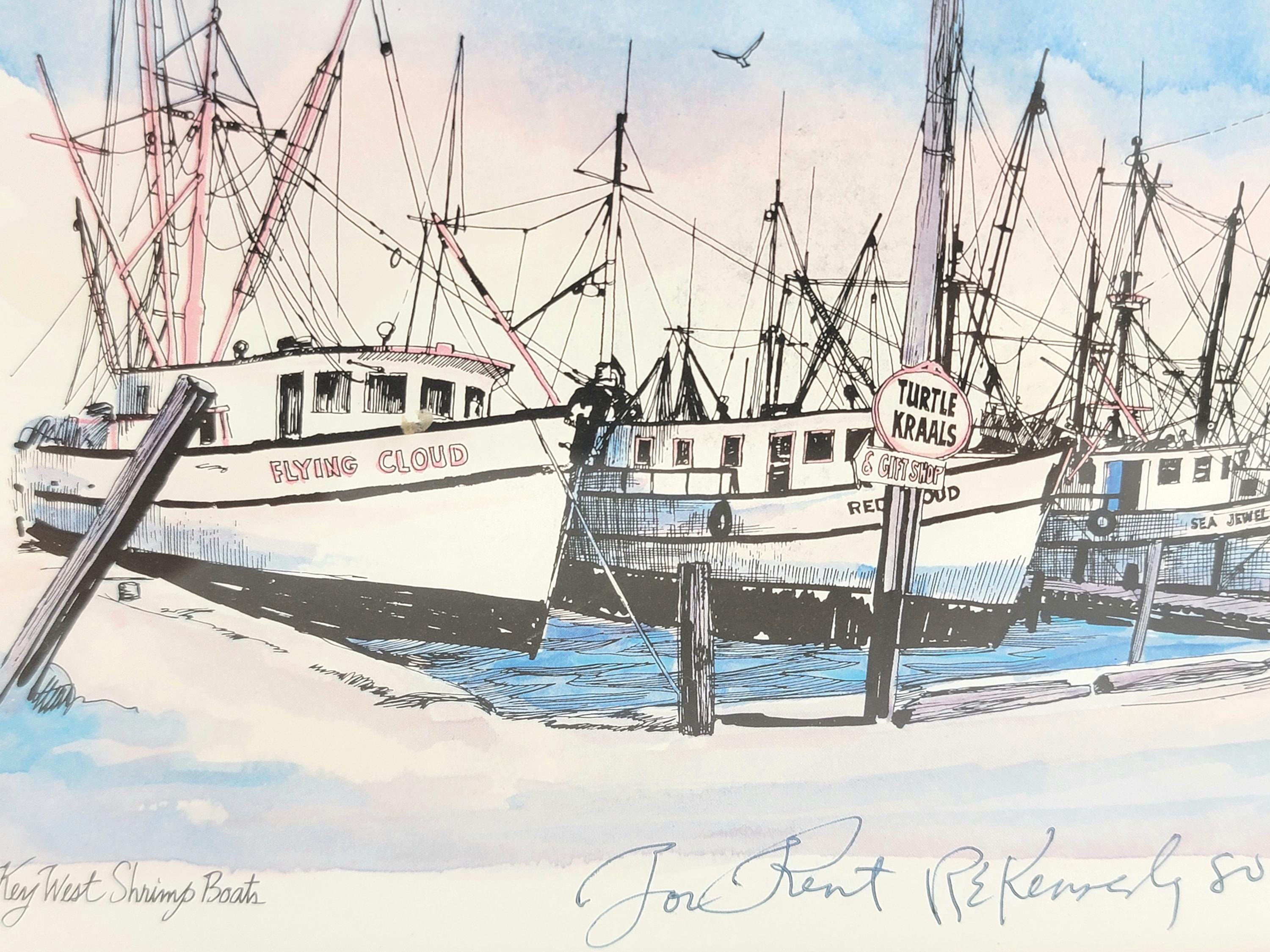 Robert Kennedy Signed Watercolor Print Framed 12X9 ~ 'key West Shrimp ...