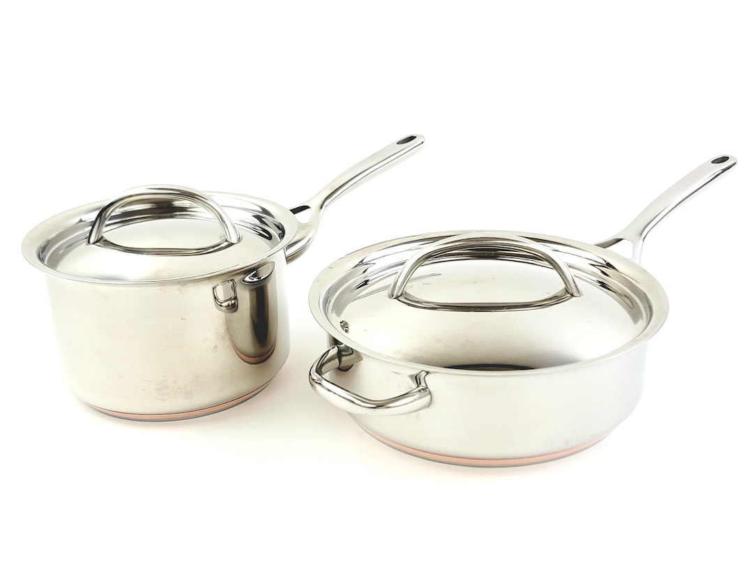 Kirkland Signature Stainless Steel Copper Bottom Clad Cookware Set 3 ...