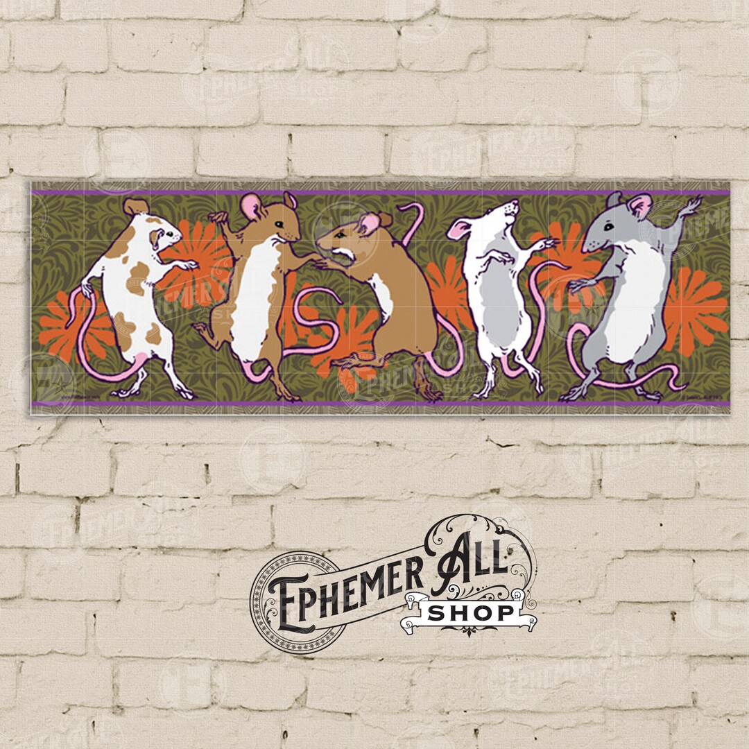 Dancing Mice Art Nouveau Foam Board Print 8 X 24 Inches (20x60cm ...