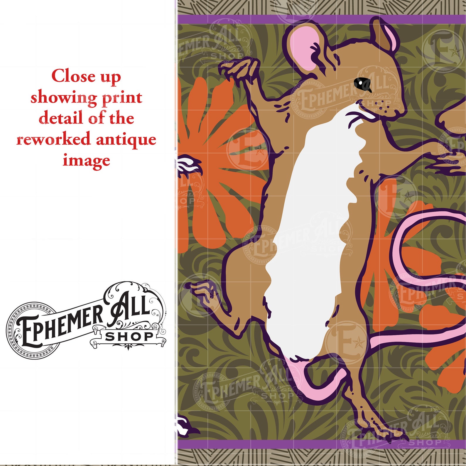 Dancing Mice Art Nouveau Foam Board Print 8 X 24 Inches (20x60cm ...