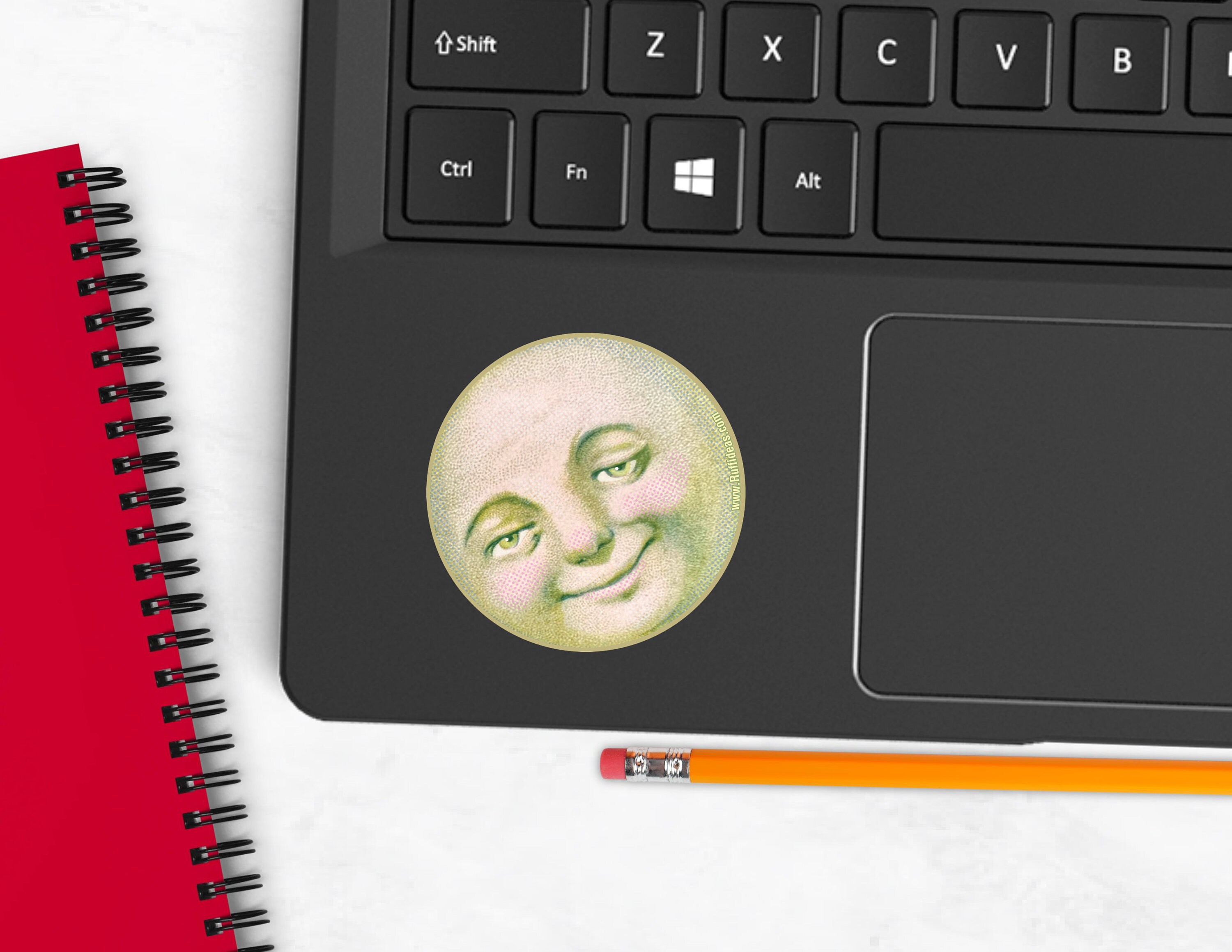 Vintage Man in the Moon Faces- Set 1 Pack of 4, Vinyl Weatherproof ...