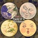 Vintage Man in the Moon Faces- Set 1 Pack of 4, Vinyl Weatherproof ...