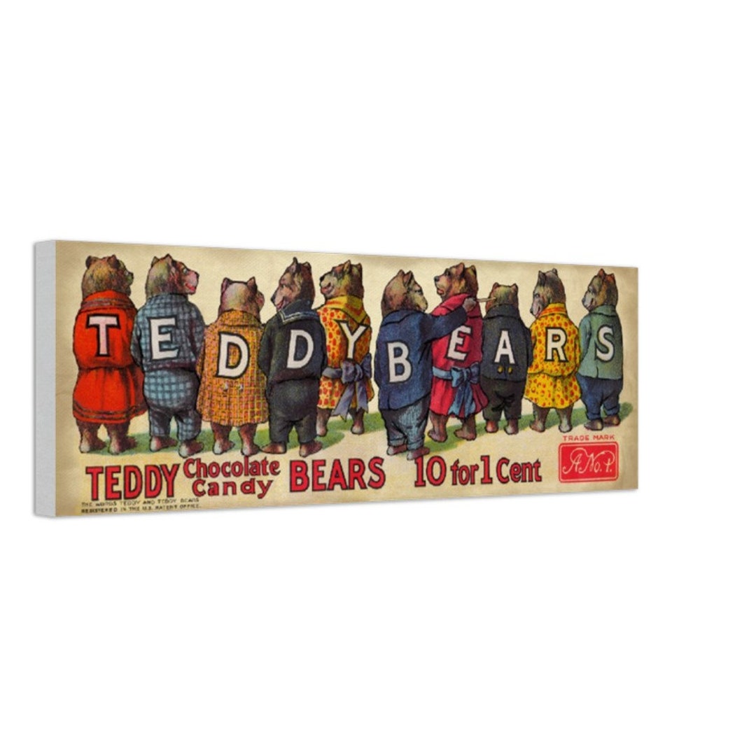 Teddy Bear Chocolate Candy Antique Sign Wall Art Canvas Horizontal 8 X ...