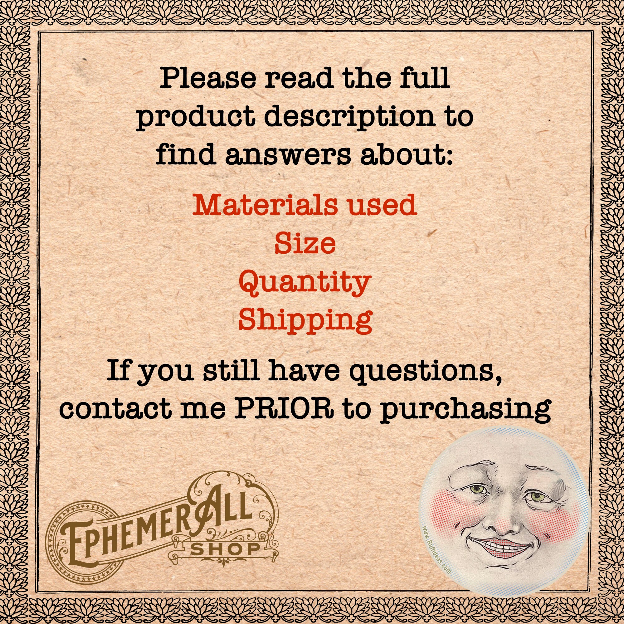 Vintage Man in the Moon Faces- Set 1 Pack of 4, Vinyl Weatherproof ...