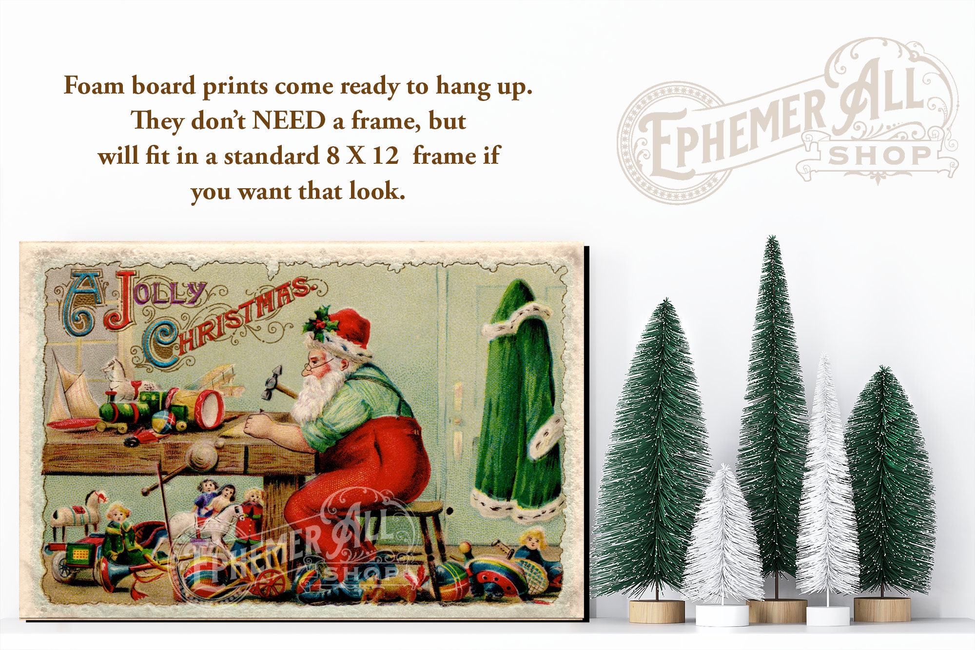 Victorian Santa Toymaker Toys 8X12 Foam Board Physical Print Landscape ...