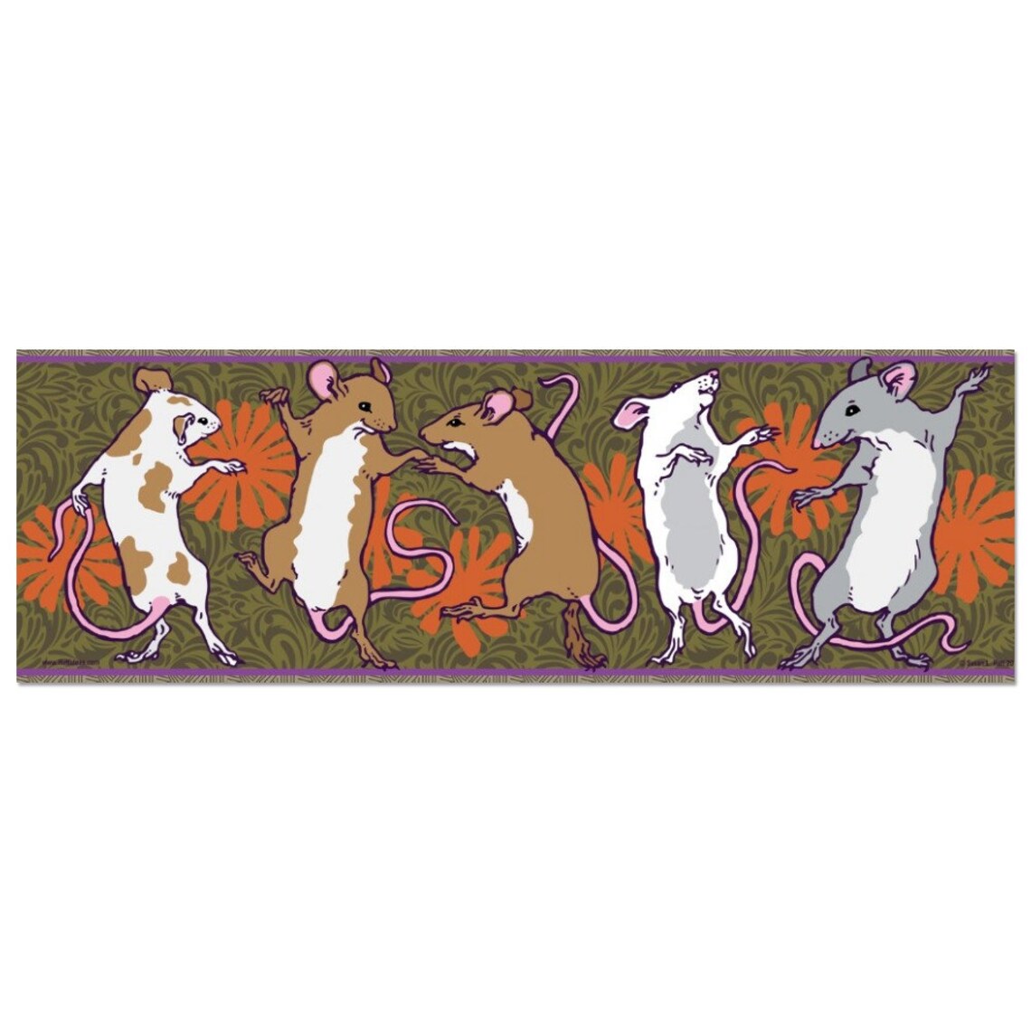 Dancing Mice Art Nouveau Foam Board Print 8 X 24 Inches 20x60cm ...