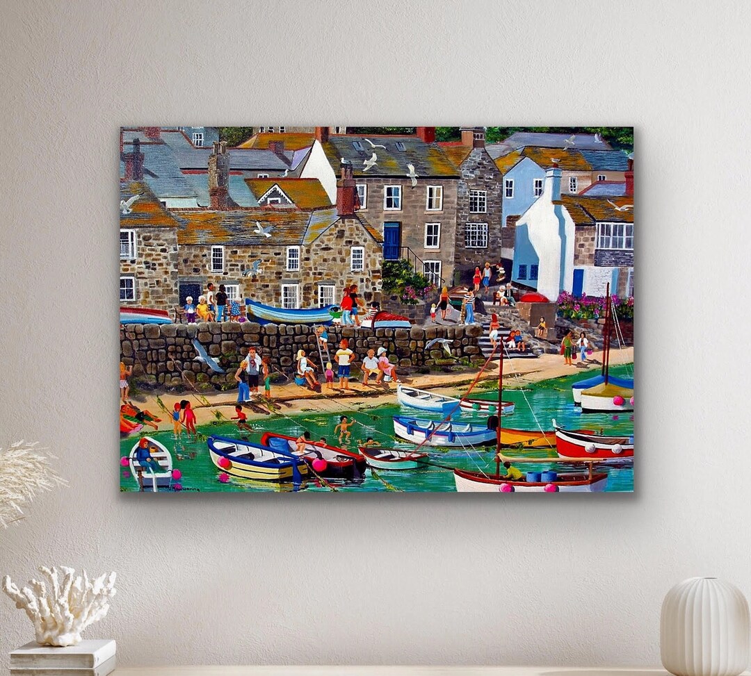 Mousehole Harbour Cornwall Canvas Wall Art Print Premium Quality Canvas Art for Home Decor or ...