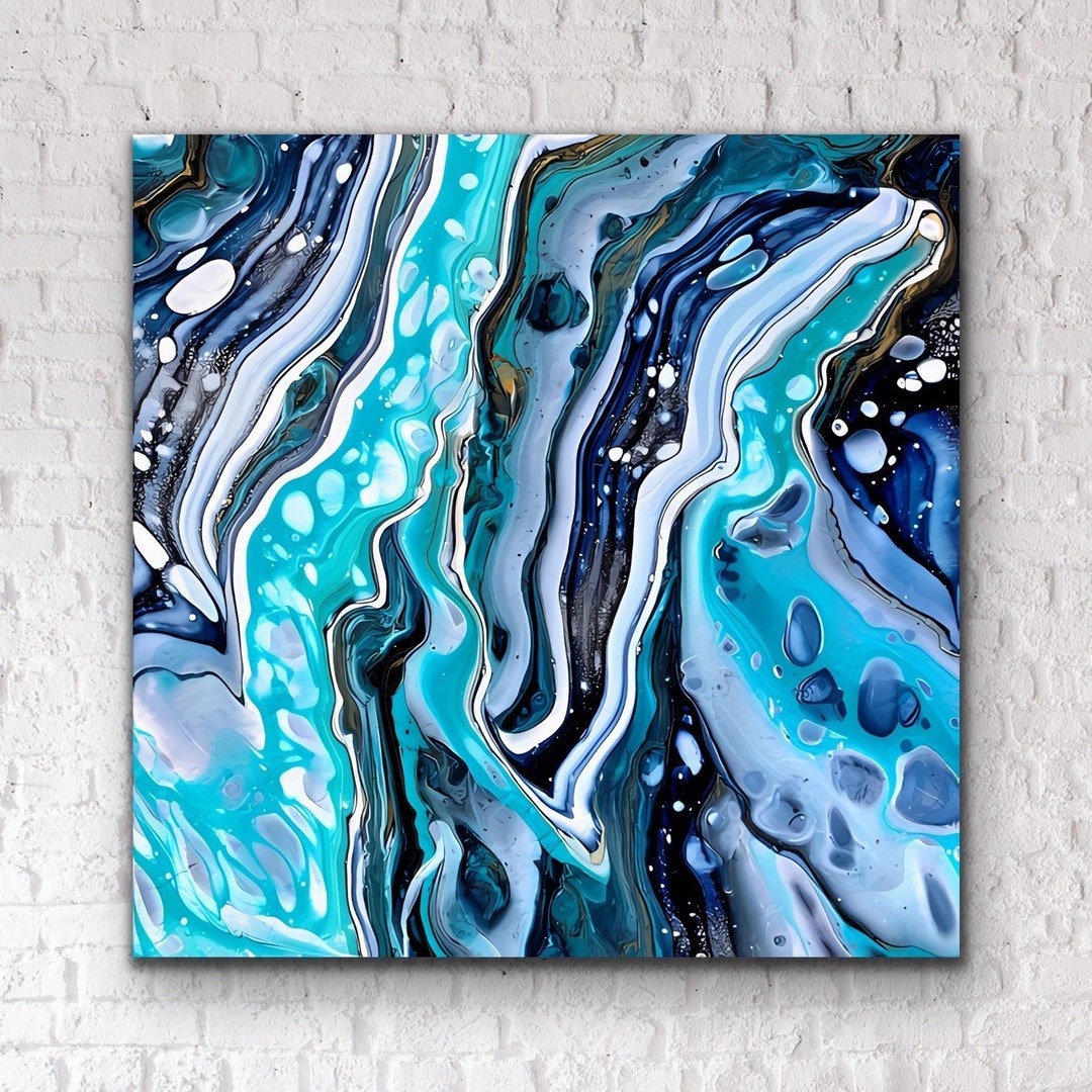 Ice Flow Abstract Canvas Wall Art Print Modern Wall Art Decor for Home ...