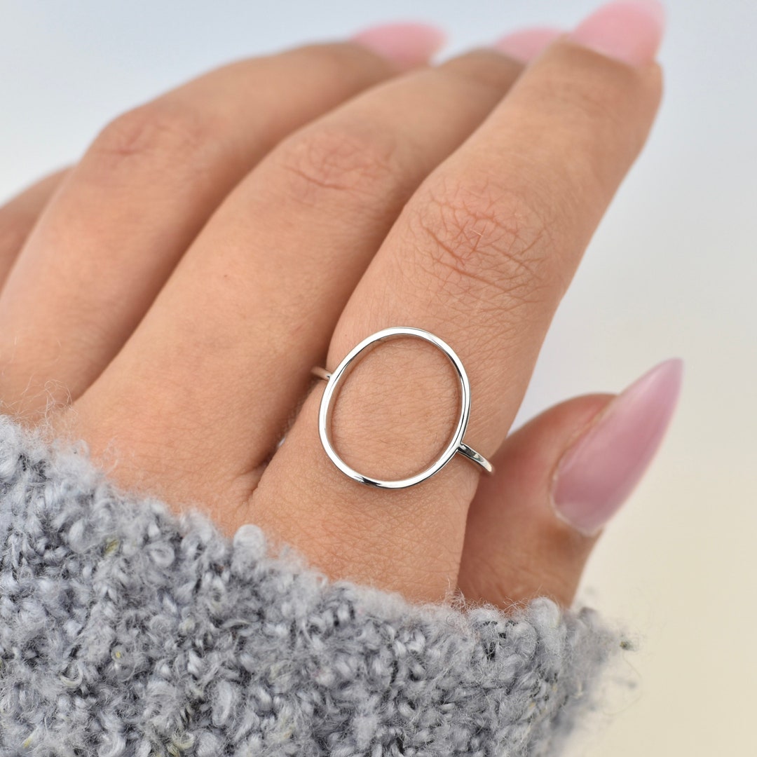 Circle Silver Ring, Statement Rings for Women, Tarnish Free Rings ...