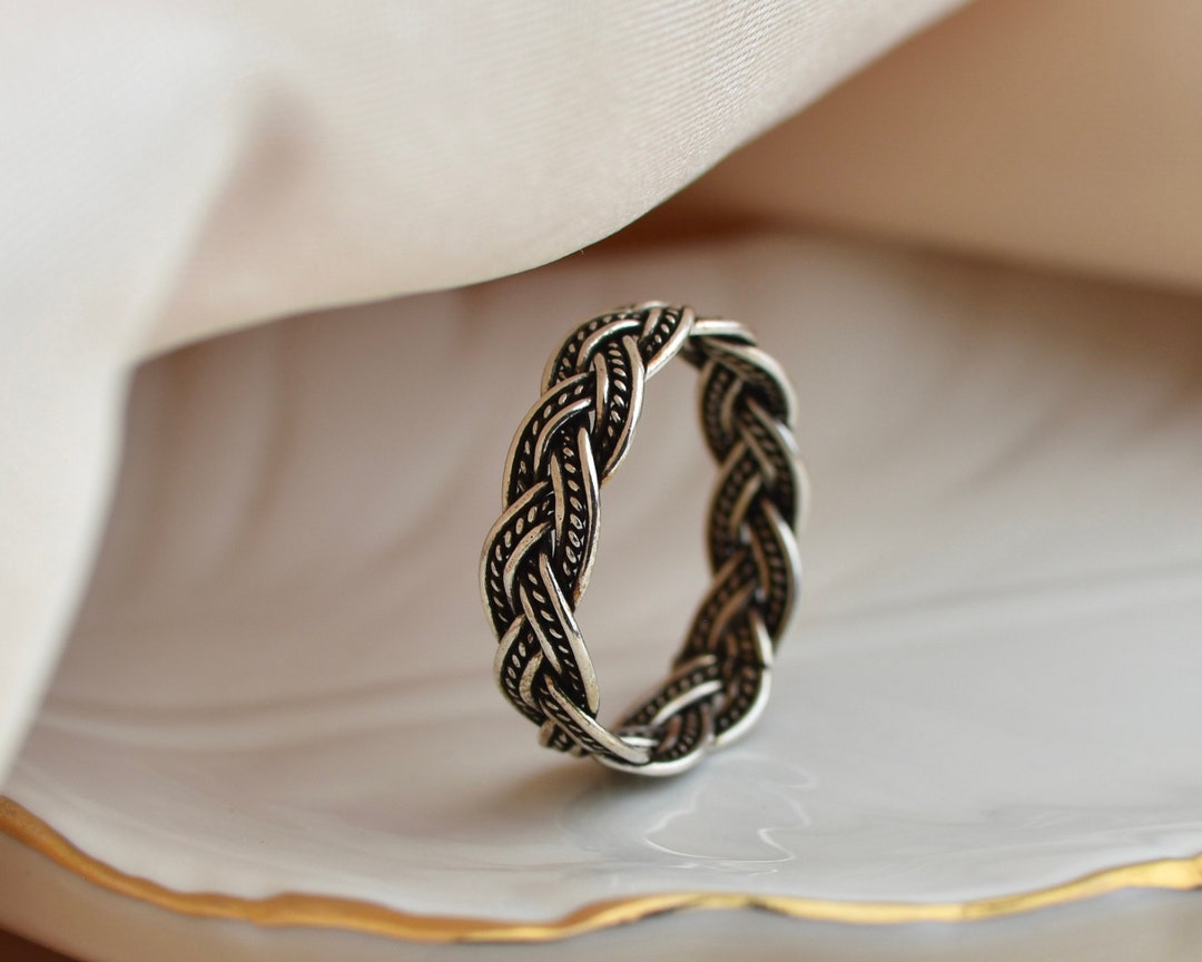 Sterling Silver Braid Ring Solid Silver Band Interwoven - Etsy