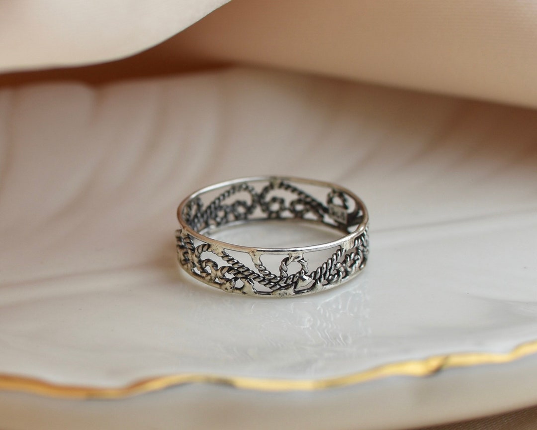 Filigree Vines Sterling Silver Ring, Bali Silver Ring, Silver Thumb ...