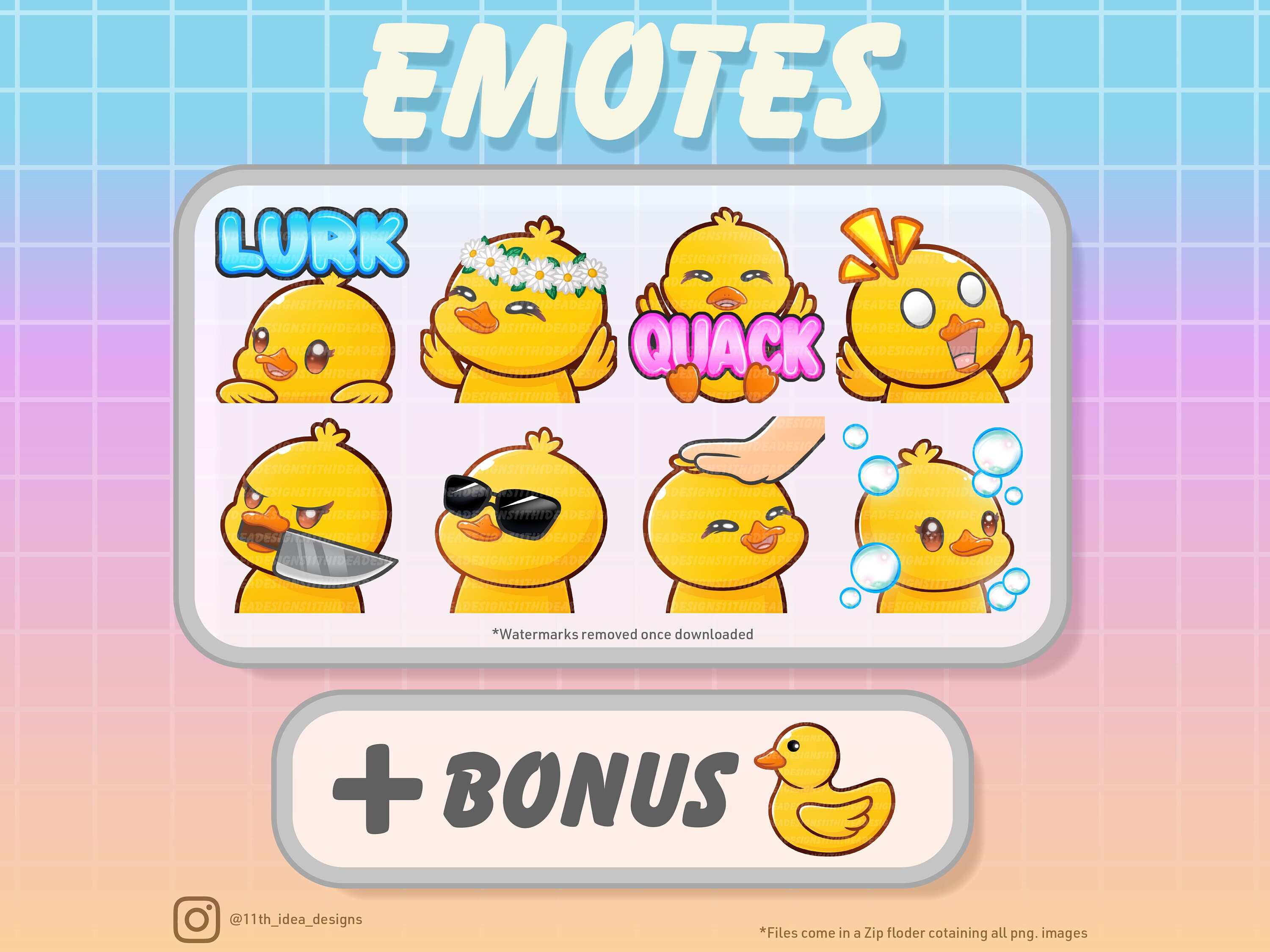 Cute Duckling / Baby Duck Chibi Emotes Bundle - Etsy