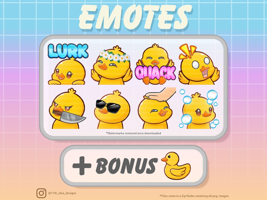 Cute Duckling / Baby Duck Chibi Emotes Bundle - Etsy