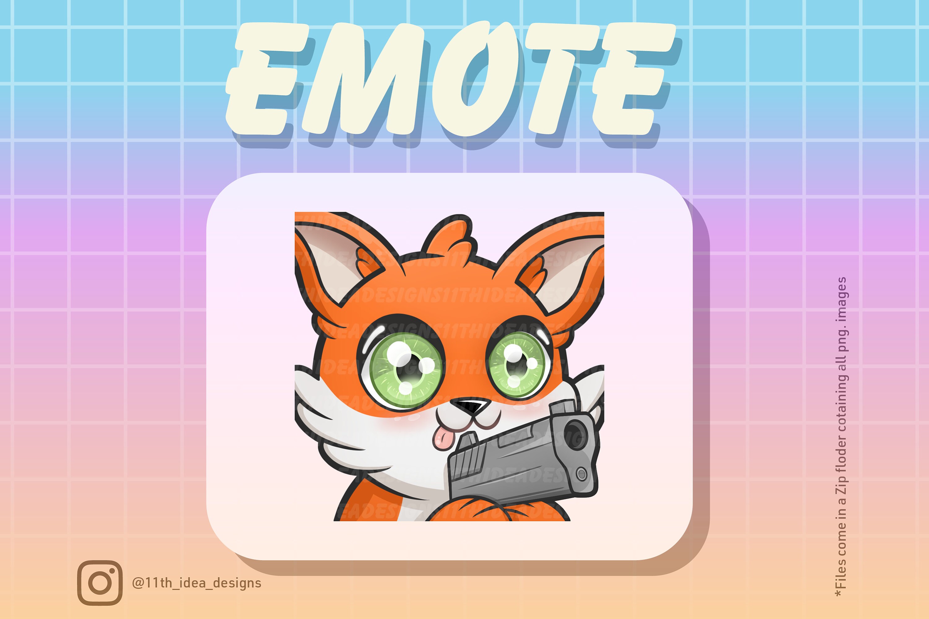 Cute Chibi Fox Emote Gun twitch/discord - Etsy