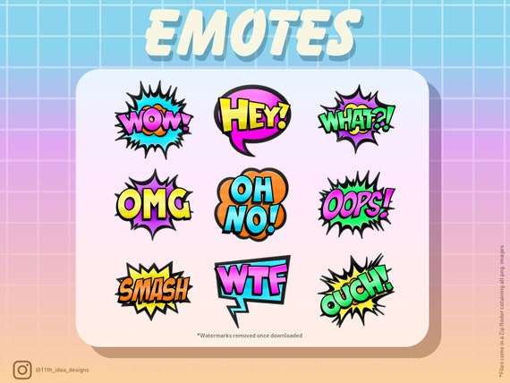 Comic Book Text Emote Bundle twitch/discord - Etsy
