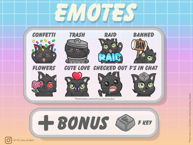 Cute Chibi Kitten Emote Bundle 4 Black (twitch/discord) - Etsy