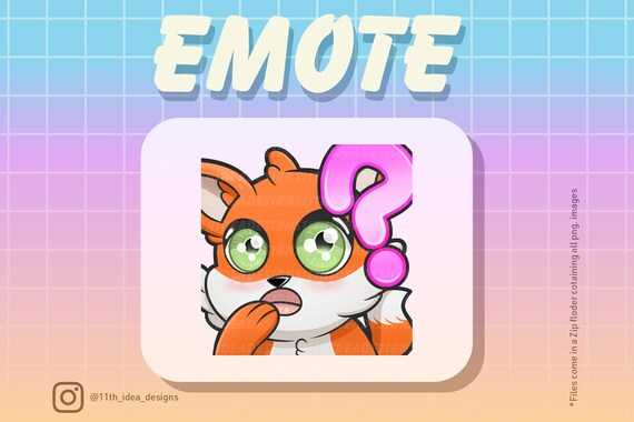 Cute Chibi Fox Emote Confused twitch/discord | Etsy