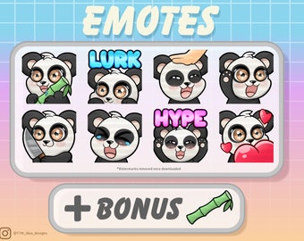 Panda Bear Cuddle Emote Cute Twitch & Discord Icons Kawaii Chibi Gamer ...