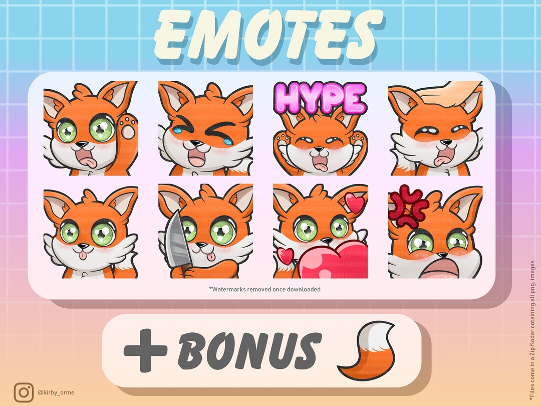 Cute Chibi Fox Emote Bundle Red twitch/discord - Etsy