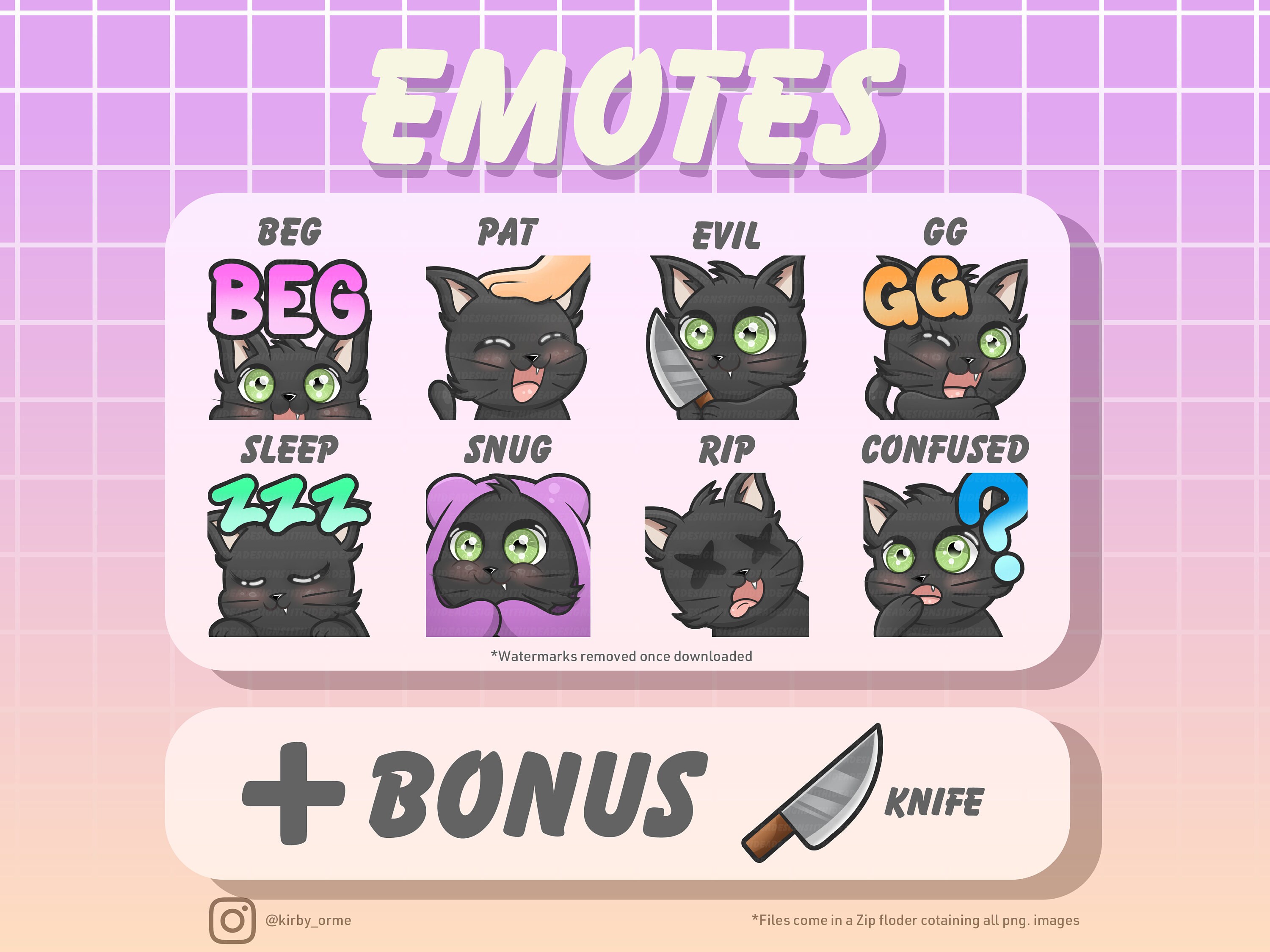 Cute Chibi Kitten Emote Bundle 2 Black (twitch/discord) - Etsy