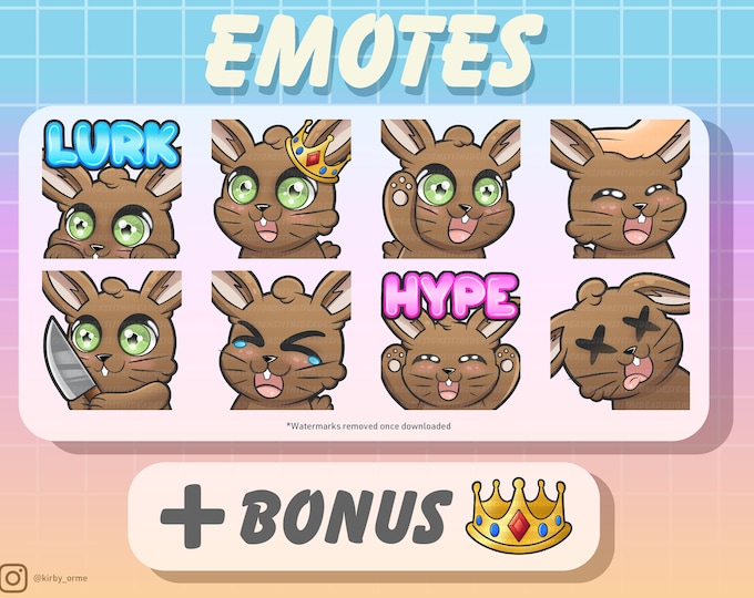 Bunny Emote Bundle Cute Chibi Anime Rabbit Ready to Use Twitch Youtube ...