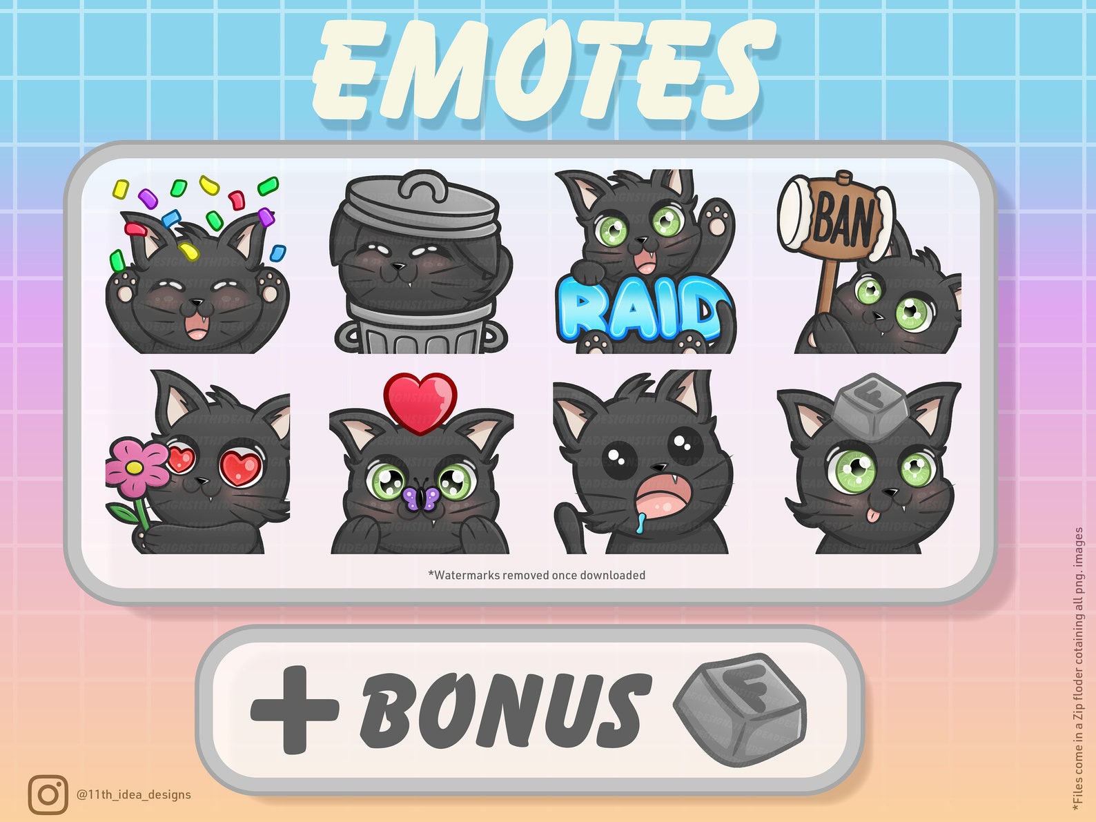 Cute Chibi Kitten Emote Bundle 4 Black (twitch/discord) - Etsy