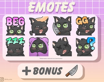 Cute Chibi Kitten Emote Bundle 4 White twitch/discord - Etsy