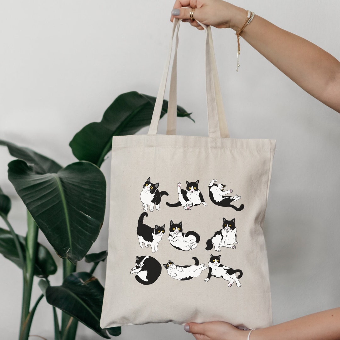 Tuxedo Cat Totebag, Tuxedo Cat Tote Bag Canvas, Tuxedo Cat Tote Bag ...