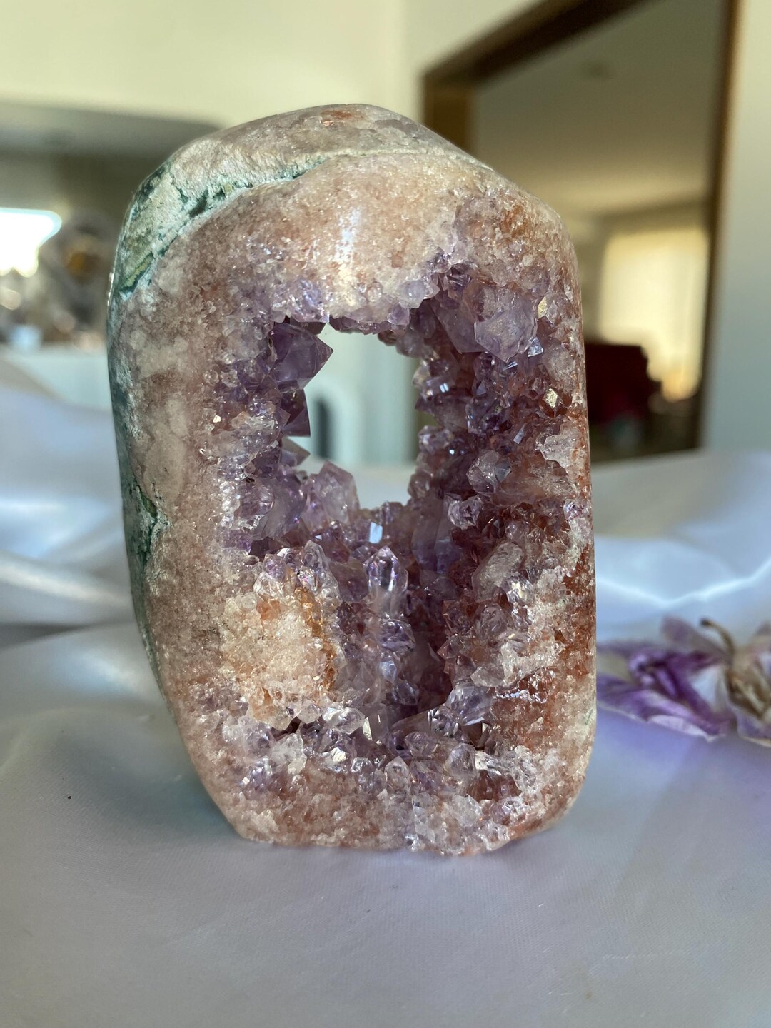 Pink Amethyst Geode Cave: Druzy Crystal Portal Point - Etsy