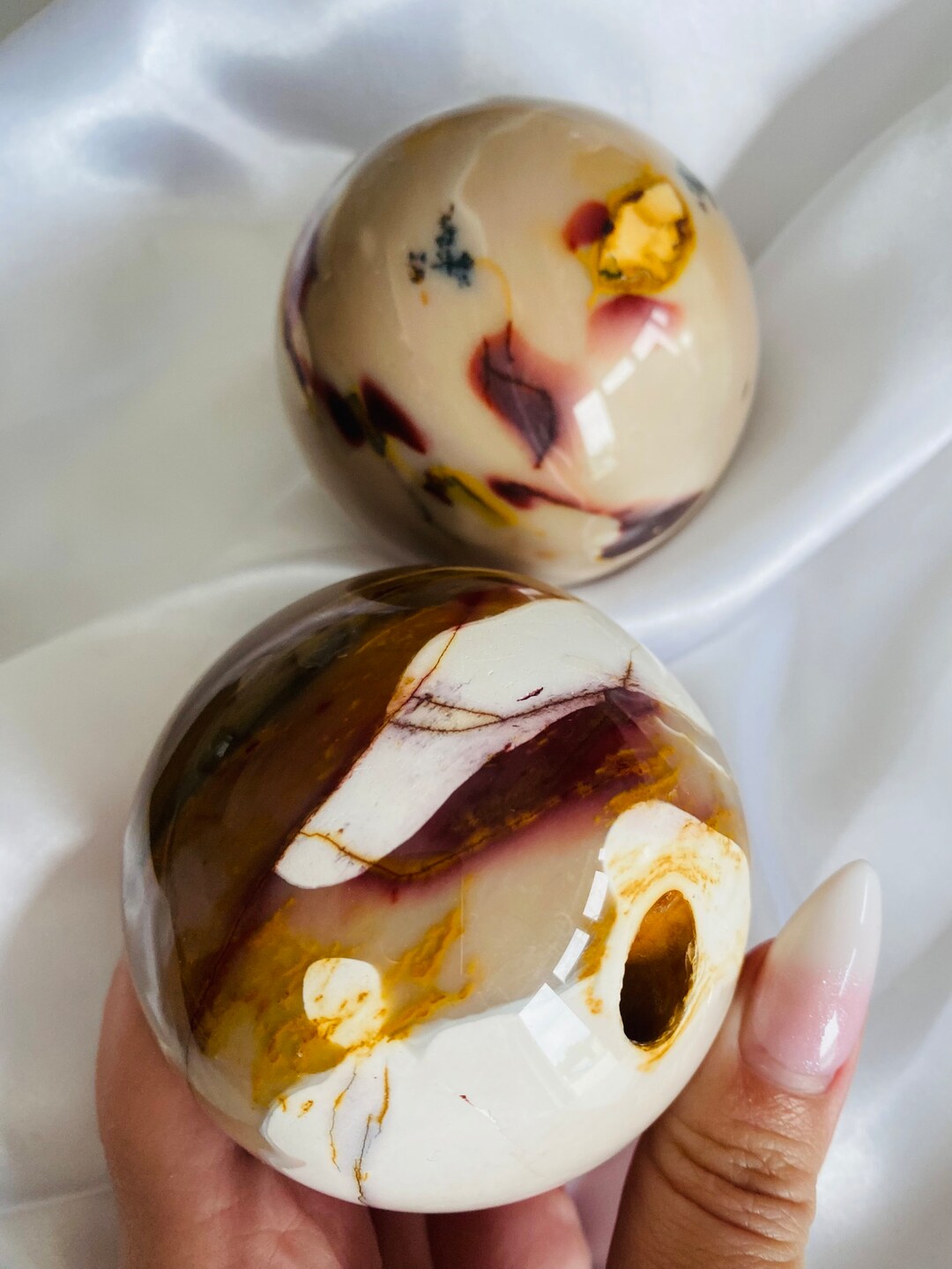 Mookaite Sphere (500g+) - Dendritic Inclusion, Pink and White Crystal ...