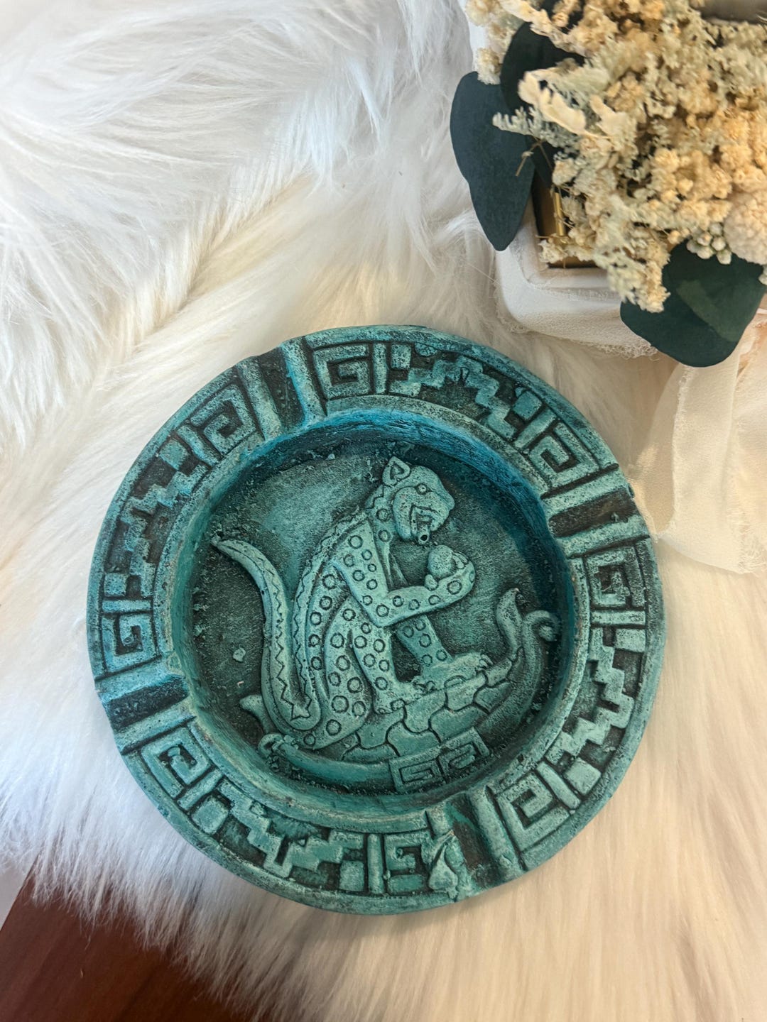 Vintage Aztec Style Ashtray: Malachite Color Home Decor - Etsy