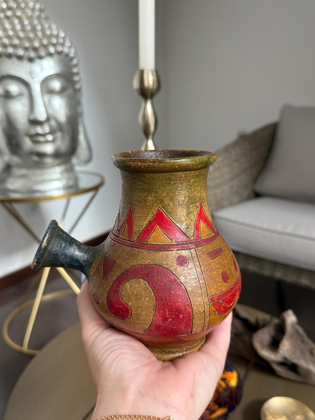 Vintage Flower Pot Jar Amazing Design Moroccan Style Hand Painted Art ...