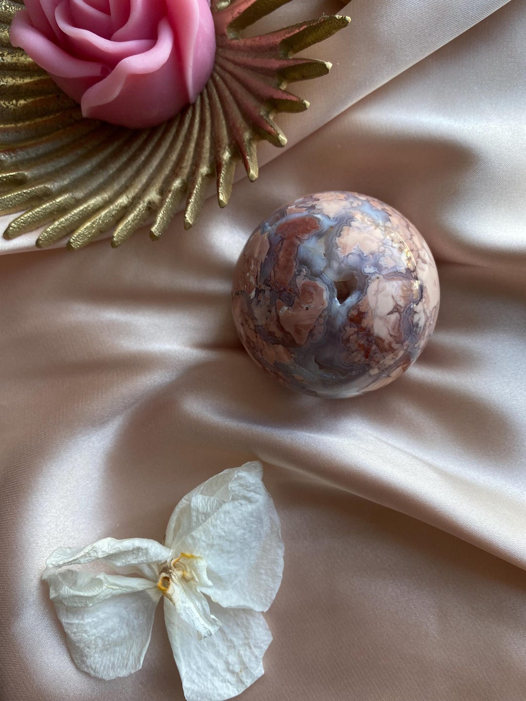 Pink Petal Cotton Candy Mexican Pink Agate Mini Sphere Druzy Pink Agate ...