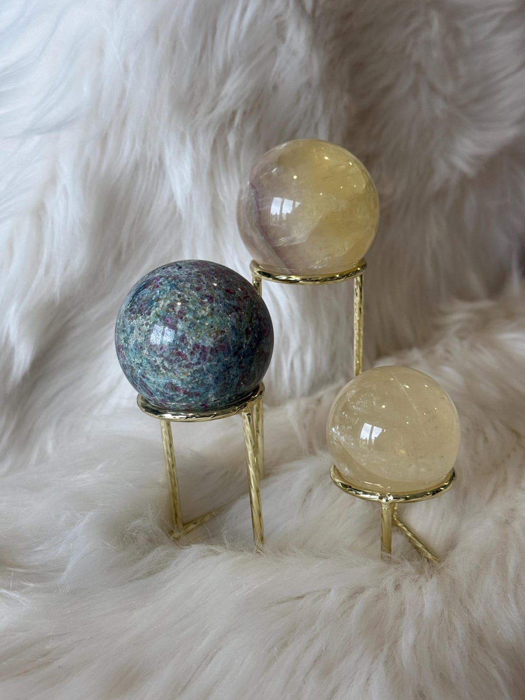 Beautiful Gold 3 Tier Sphere Stand Sphere * Small Crystal Sphere Stand ...
