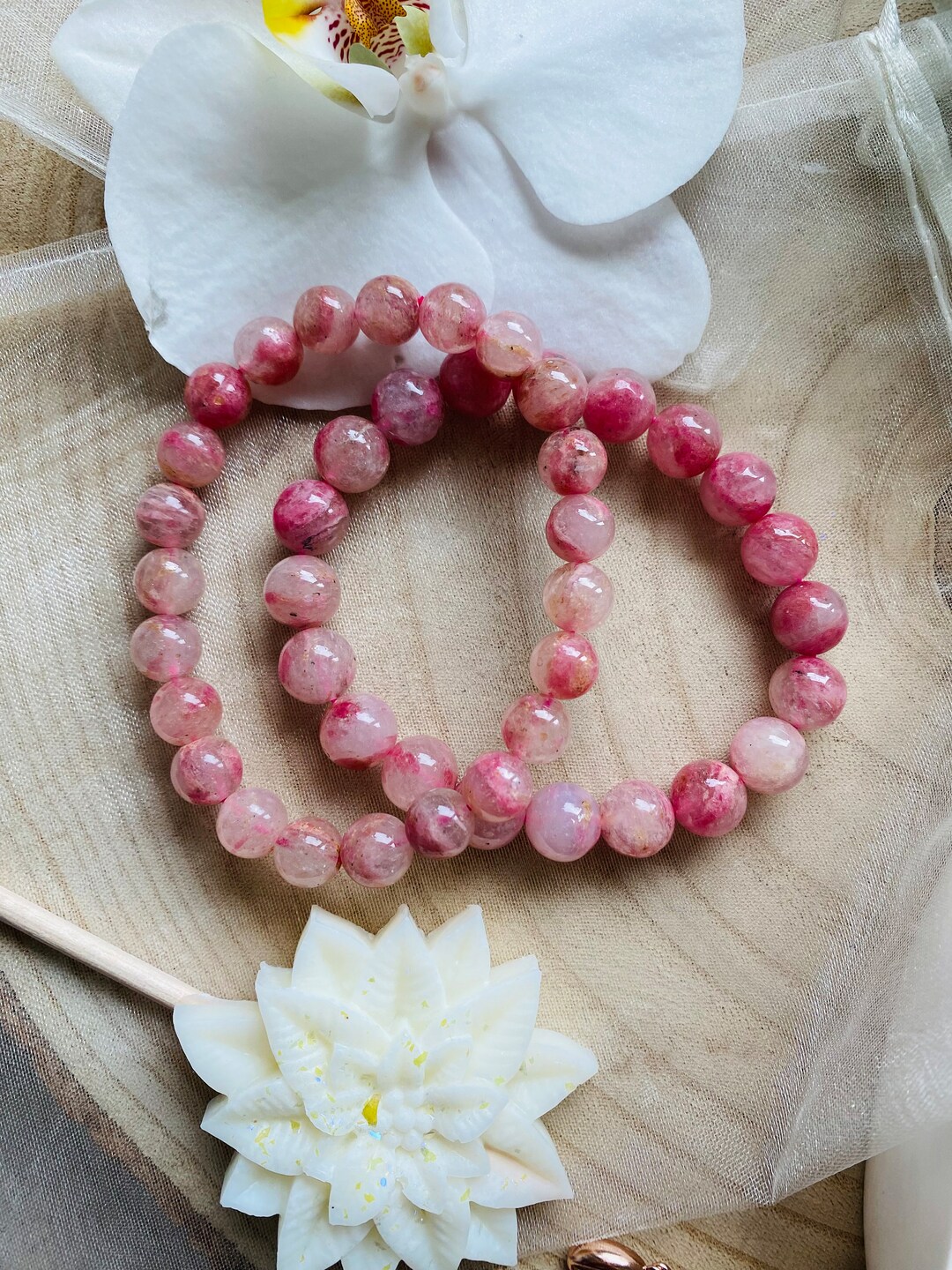 Sakura Rhodonite Rare Stone With Quartz Inclusions amplifying Its ...