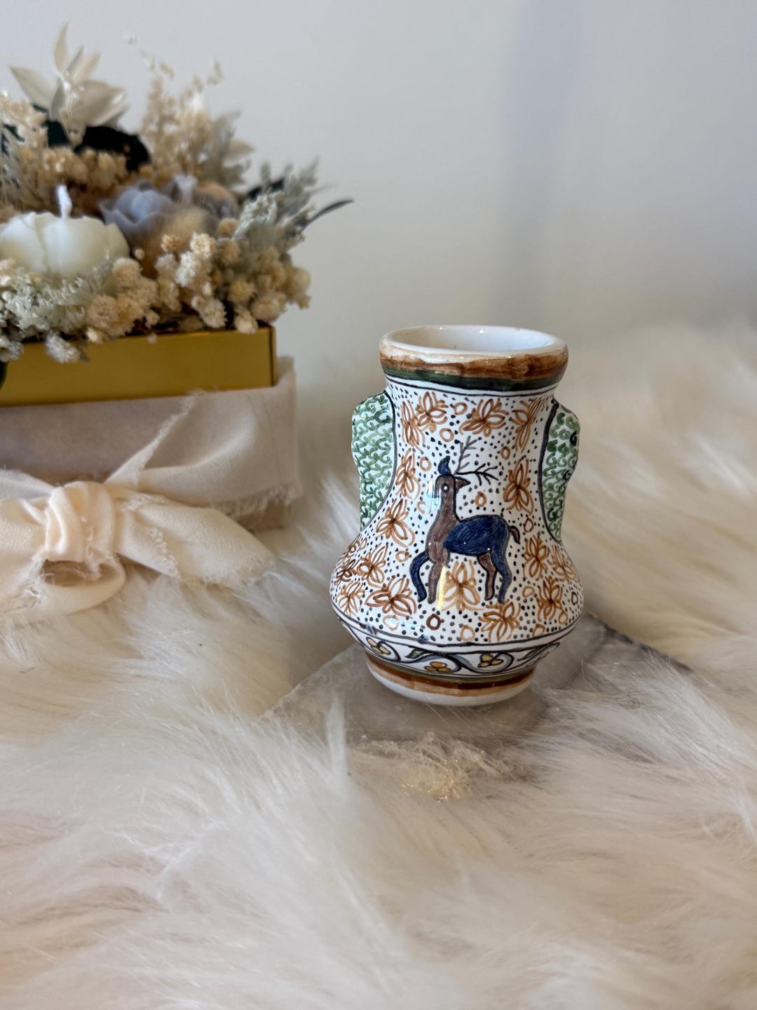 Vintage Small Flower Pottery Haindpainted Pot Flower Ceramic Handmade ...