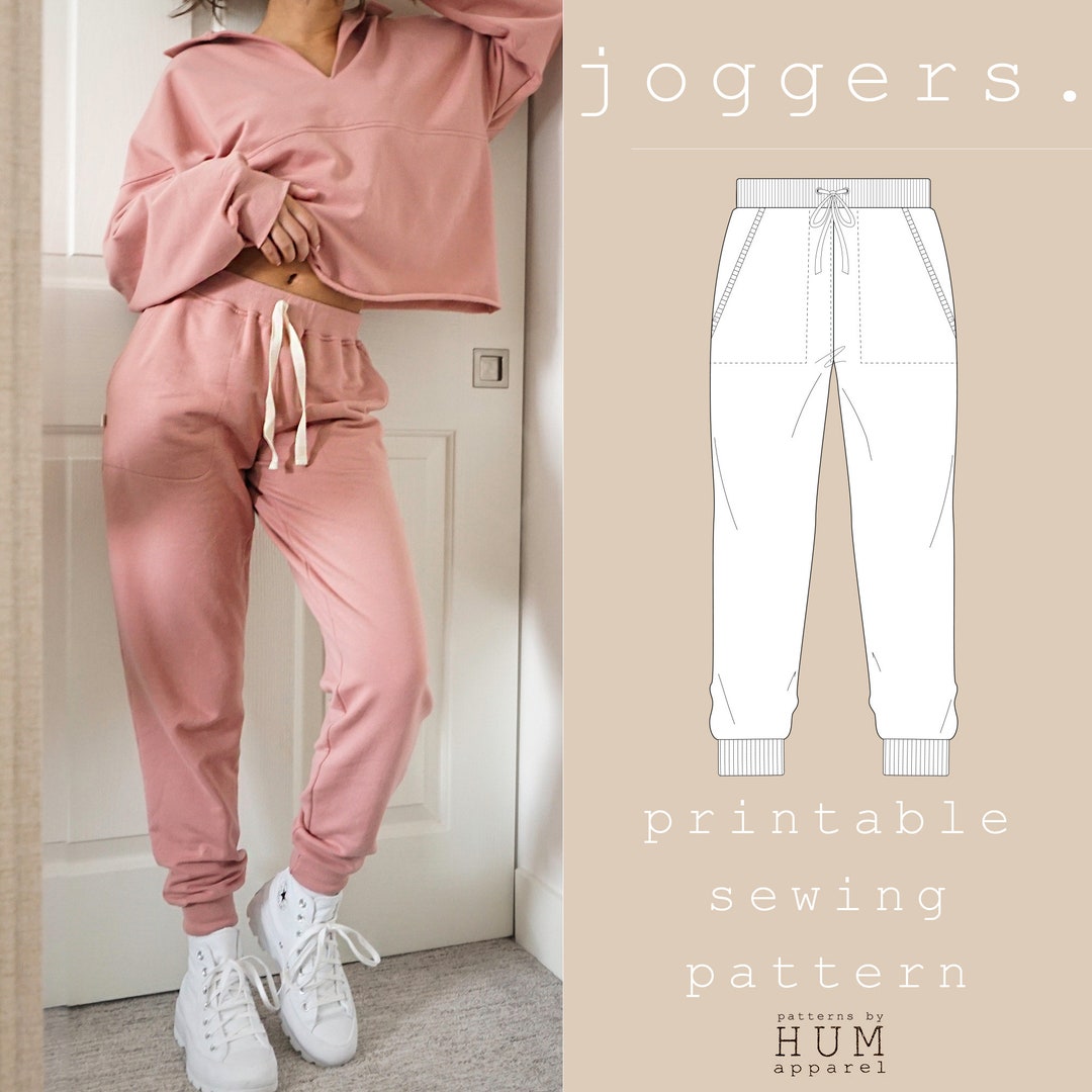 Joggers Digital Sewing Pattern | Slim Fit Cuffed Drawstring | Plus ...