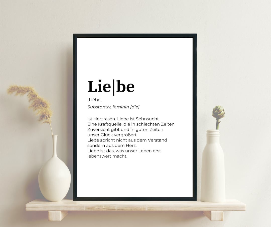 Definition Liebe Poster Print, Kunstdruck, Rahmen, Deko, Wanddeko ...