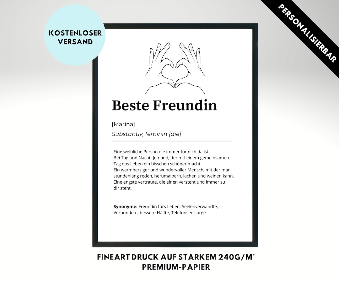 Best Friend Definition Poster Print Personalized, Gift, BFF, Gift Idea ...